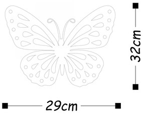 Nástěnná kovová dekorace Motýl 32x29 cm zlatá