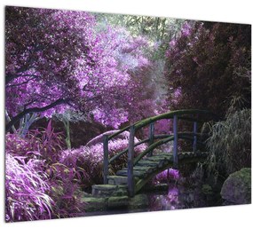 Skleněný obraz fialové zahrady (70x50 cm)