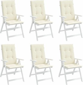 Podušky na židli vysoké opěradlo 6 ks krémové 120x50x3cm textil 314106