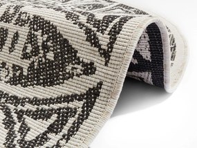 MK Original: Produkty s rodokmenem, Kusový koberec Mujkoberec Original Nora 104161 Black Creme kruh – na ven i na doma, 140x140 (průměr) kruh, černobílá, chodba / předsíň
