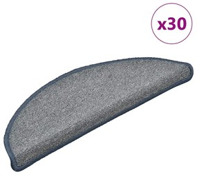 Schodové rohože 30 ks 56 x 17 x 3 cm světle šedé a modré, půlkulaté 3365748