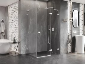 Mexen Lunar, L pravý výklopný sprchový kout 85 x 70 cm, 8mm čiré sklo, bílý profil, 834L-085-070-20-00-P