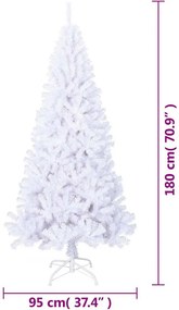 Umělý vánoční stromek s hustými větvemi bílý 180 cm PVC 321039