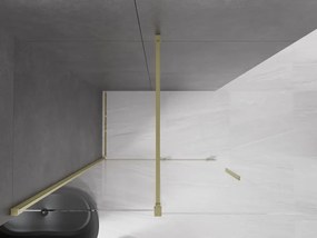 Mexen Velar, posuvné dveře do otvoru typ Walk-In 140 cm, 8mm čiré sklo, zlatá matná, 871-140-000-03-55