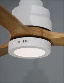 NV 9952314 Stropní ventilátor se světlem NATURE matná bílá ocel a sklo dubové dřevo 5 rychlostí 25W LED - NOVA LUCE