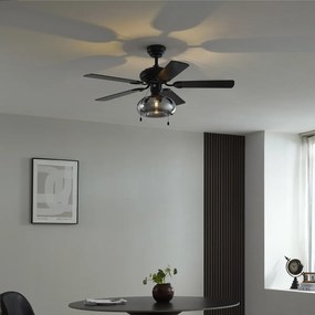 Stropní ventilátor černý 107,5 cm s tahovým spínačem - Mistral Busa