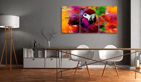 Obraz malovaný papoušek + háčky a hřebíčky ZDARMA Velikost (šířka x výška): 120x60 cm