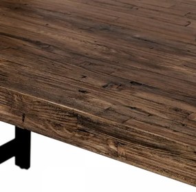 Jídelní stůl 180x90x76 MDF borovice kovové nohy černý lak HT-536 PINE