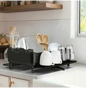 Simplehuman Odkapávač na nádobí s držákem na skleničky černá