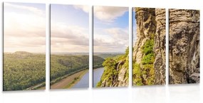 5-dílný obraz výhled na řeku Labe - 100x50 cm