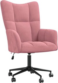 Relaxační křeslo růžové samet 328176