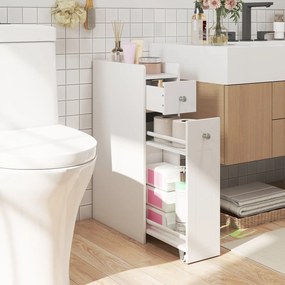 Costway Malá koupelnová skříňka 4patrová úzká úložná s výsuvnými zásuvkami
