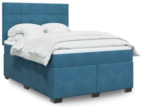 Box spring postel s matrací modrá 160 x 200 cm samet 3293258