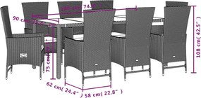 9dílný zahradní jídelní set s poduškami béžový polyratan 3277580