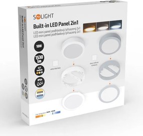 Solight LED mini panel koupelnový 2v1, 3CCT, podhledový/přisazený, 18W, 1530lm, IP54, bílá, kulatý