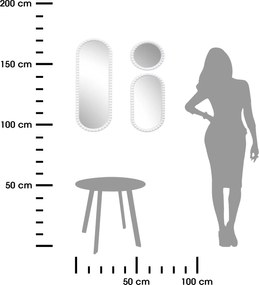 Zrcadlo Pebble, bílé, sada 3ks
