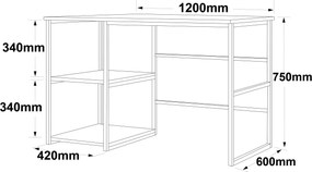 Psací stůl BODLE bílý mramor/zlatý