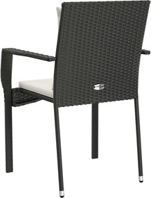 Zahradní židle s poduškami 2 ks polyratan černé 319877