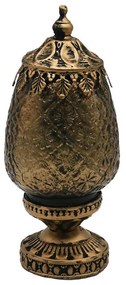 Hnědá skleněná svítící LED lucerna Balli - Ø 10*23 cm