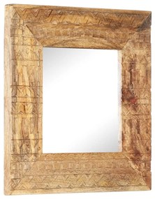 Ručně vyřezávané zrcadlo 50 x 50 x 2,5 cm masivní mangovník - Default Title