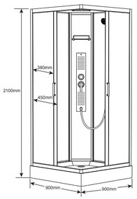 BPS-koupelny Hydromasážní box HYD-S01 90, 90x90