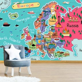 Fototapeta - Dětská mapa Evropy (245x170 cm)