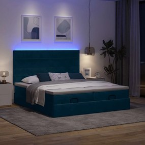 Osmanský rám postele s matracíes tmavě modrá 180x200cm samet 3314625