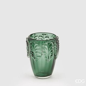 Skleněná váza Foglie zelená, 23x19 cm