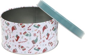 VERK GROUP Sada 3 ks plechových vánočních kulatých boxů X-MASS