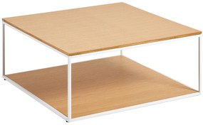OnaDnes -20% Dubový konferenční stolek Kave Home Yoana 80 x 80 cm s bílou podnoží