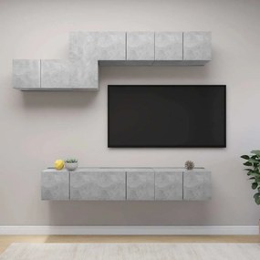 vidaXL 7dílný set TV skříněk dřevotříska [3079044] Barva: Betonová šedá