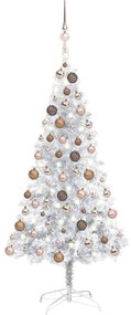 Umělý vánoční stromek s LED a sadou koulí stříbrný 150 cm PET,  3077609 HangarStore.cz