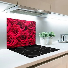 Skleněná krájecí deska Kapky na růžích 60x52 cm