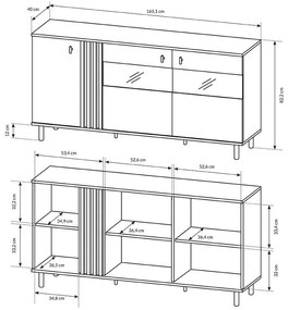 MADIS | vitrína 3D | 165,1 cm | artisan/antracit