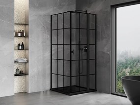 Mexen Mist T, sprchový kout s křídlovými dveřmi, pravý, 85 x 85 cm, 8mm čiré sklo, černý profil, 8A4T-085-085-70-77-P