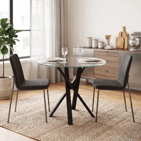 HOMCOM kulatý jídelní stůl pro 4 osoby, tvrzené sklo, Ø 80 cm