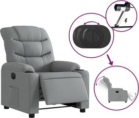 Elektrické polohovací křeslo světle šedé textil 3206627
