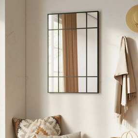 HOMCOM Obdélníkové nástěnné zrcadlo 90x60 cm s kovovým rámem - Dekorativní zrcadlo do obývacího pokoje, ložnice a předsíně