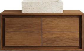 Hnědá závěsná skříňka pod umyvadlo z teakového dřeva 90x40 cm Kenta – Kave Home
