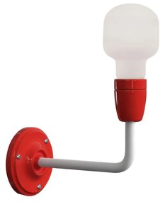 creative cables Fermaluce color block, porcelánové a kovové nástěnné svítidlo s ohnutou prodlužovací trubičkou Barva: Červená