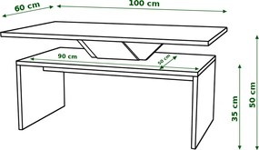 SISI šedý kámen + červený, konferenční stolek