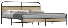 Kovový rám postele bez matrace kouřový dub 200 x 200 cm 3318672