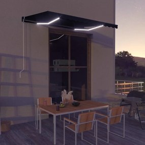 vidaXL Ručně zatahovací markýza s LED světlem 350 x 250 cm [3069081] Barva: antracitová