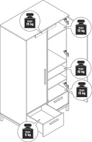 Tchibo - Šatní skříň »Eklund« se zásuvkami - barva: bílá