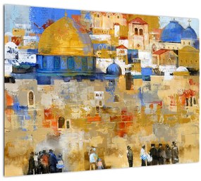 Skleněný obraz - Zeď nářků, Jeruzalém, Izrael (70x50 cm)