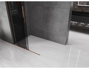 Mexen Velar L, posuvná sprchová zástěna Walk-in 100 x 200 cm, 8mm šedé sklo, růžové zlato, 871-100-003-43-60