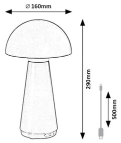 Rabalux 76007 -LED Stmívatelná dotyková nabíjecí lampa ISHTAR 3W/5V 2000mAh IP44