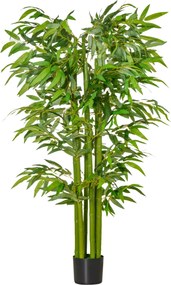 HOMCOM Umělá Bambu 160 cm Velká Umělá Rostlina, Umělý Bambus, Plastové Umělé Rostliny v Květináči, Napodobenina Rostliny pro Obývací Pokoj, Ložnici, …