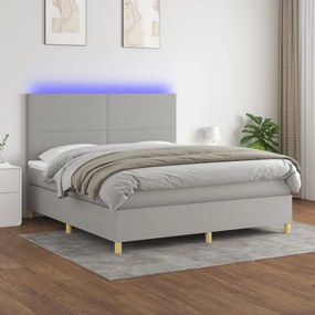 Box spring postel s matrací a LED světle šedá 160x200 cm textil,  3135285