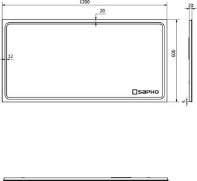 Sapho, GEMINI LED podsvícené zrcadlo 1200x600mm, GM120